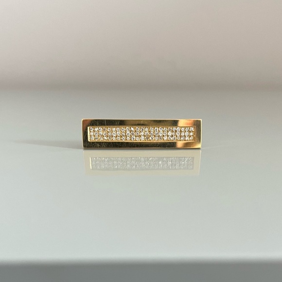 King Fook | Jewelry | Vintage 8k Gold Pave Diamond Rectangle Brooch Pin ...